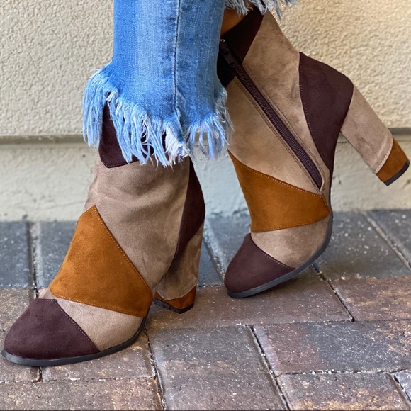 ASOS | Shoes | Soho Patchwork Block Wrapped Heel Tall Ankle Boots ...